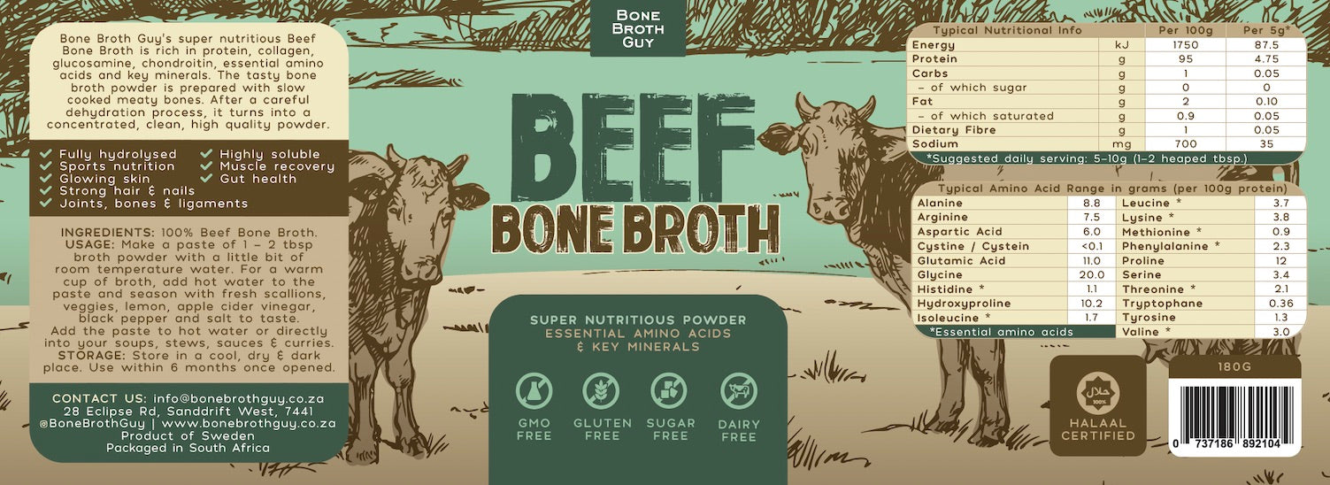 Organic Beef Bone Broth Powder (180g) – Bone Broth Guy