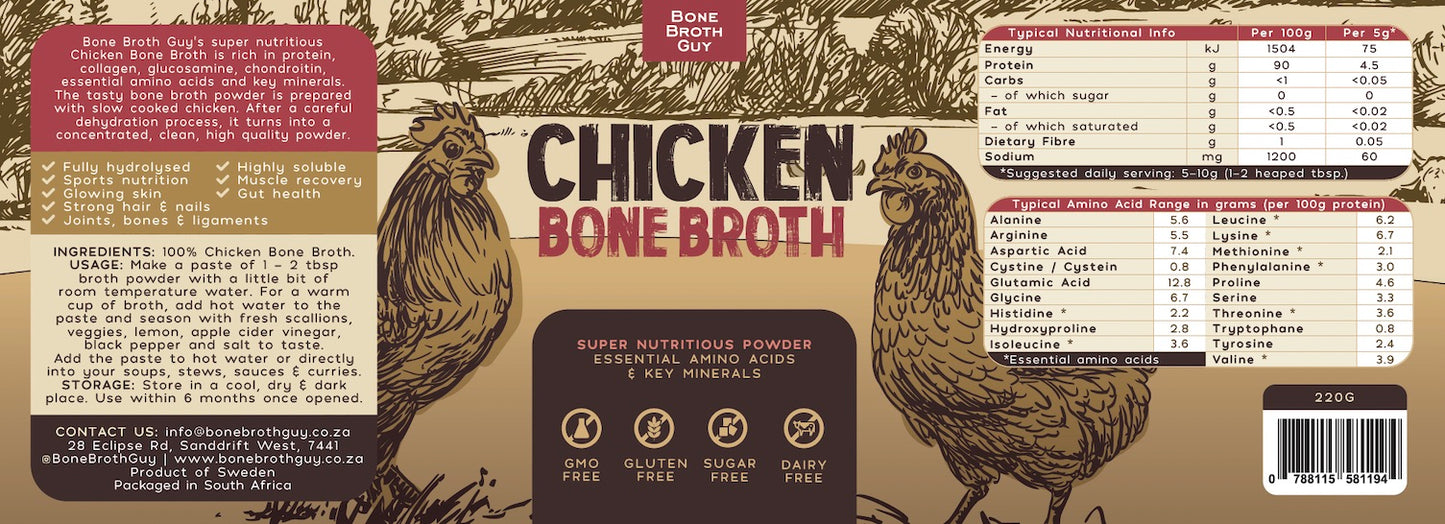 Chicken Bone Broth Powder (220g) – Bone Broth Guy
